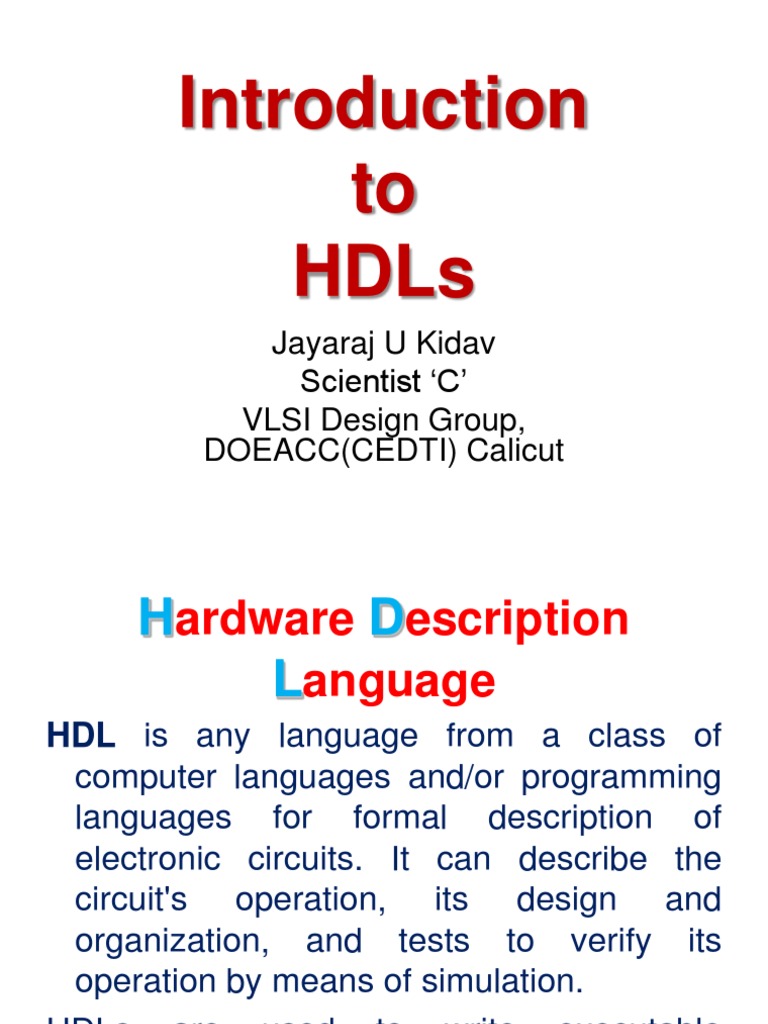 1.introduction To HDLs | PDF | Hardware Description Language | Vhdl