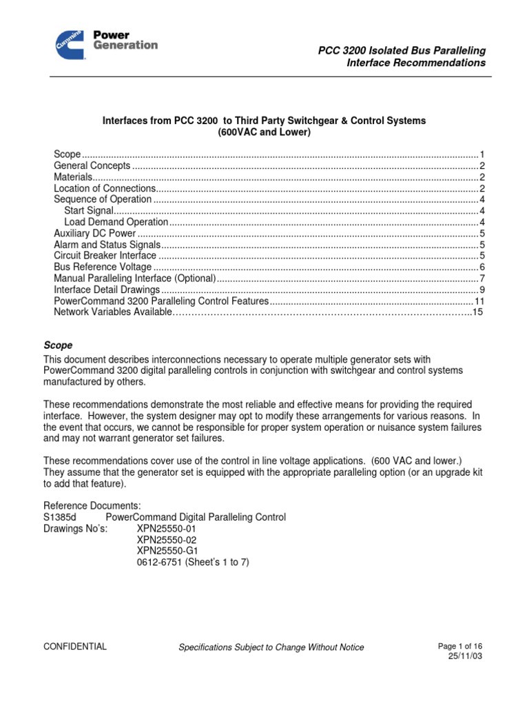 PCC 3200 Interfaces to Switchgear | PDF | Relay | Switch