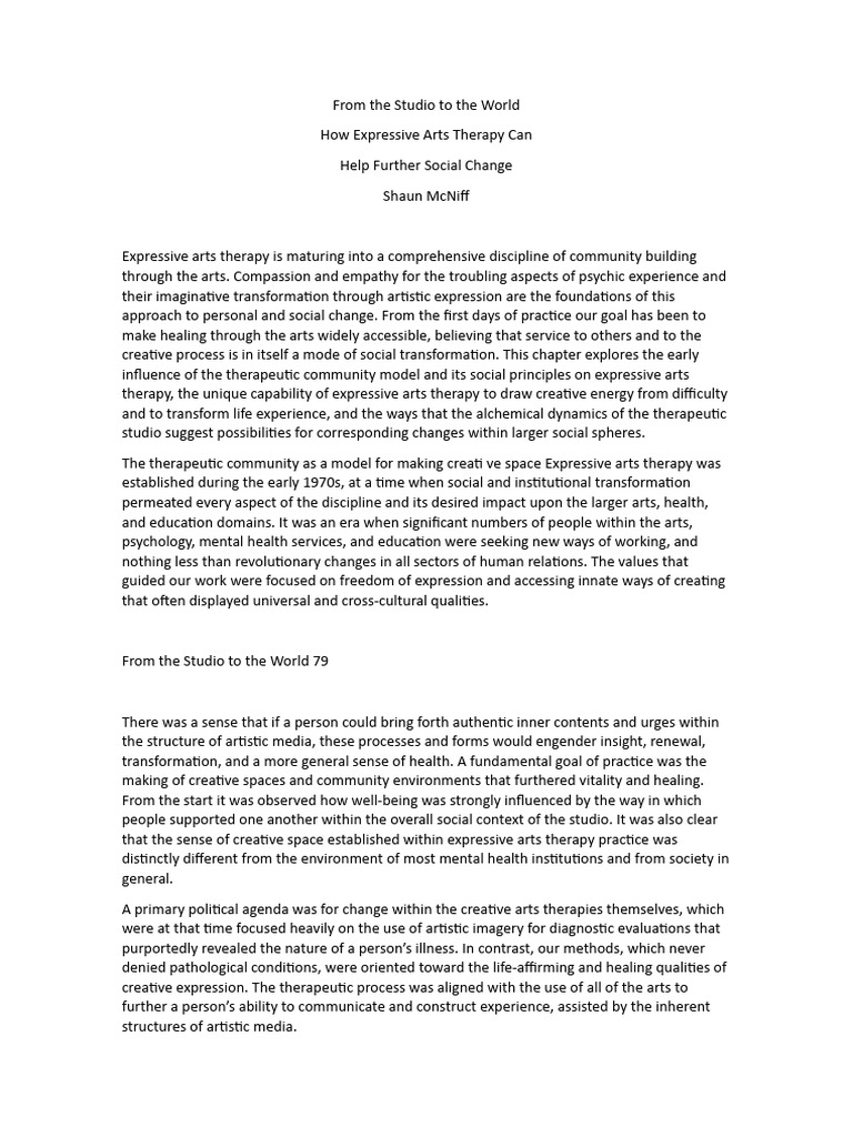 From The Studio To The World | PDF | Psychotherapy | Art Therapy