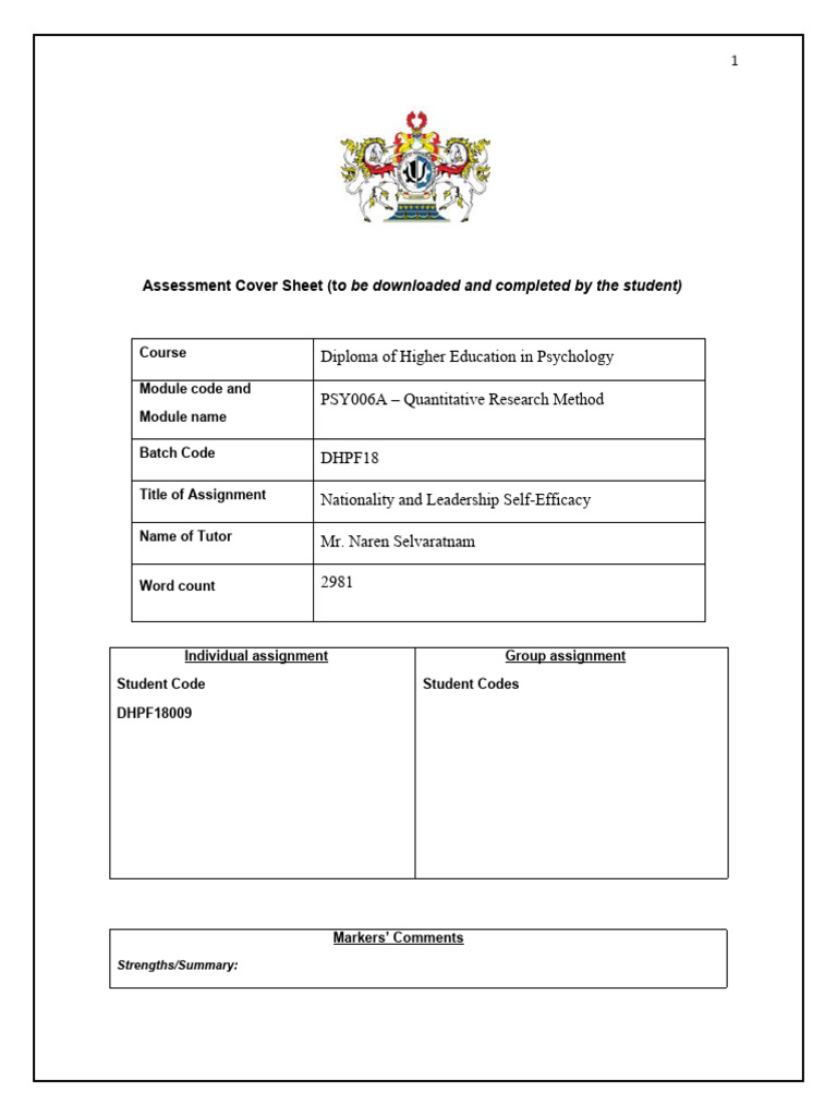 Leadership Self-Efficacy by Nationality | PDF | Psychology | Behavioural Sciences