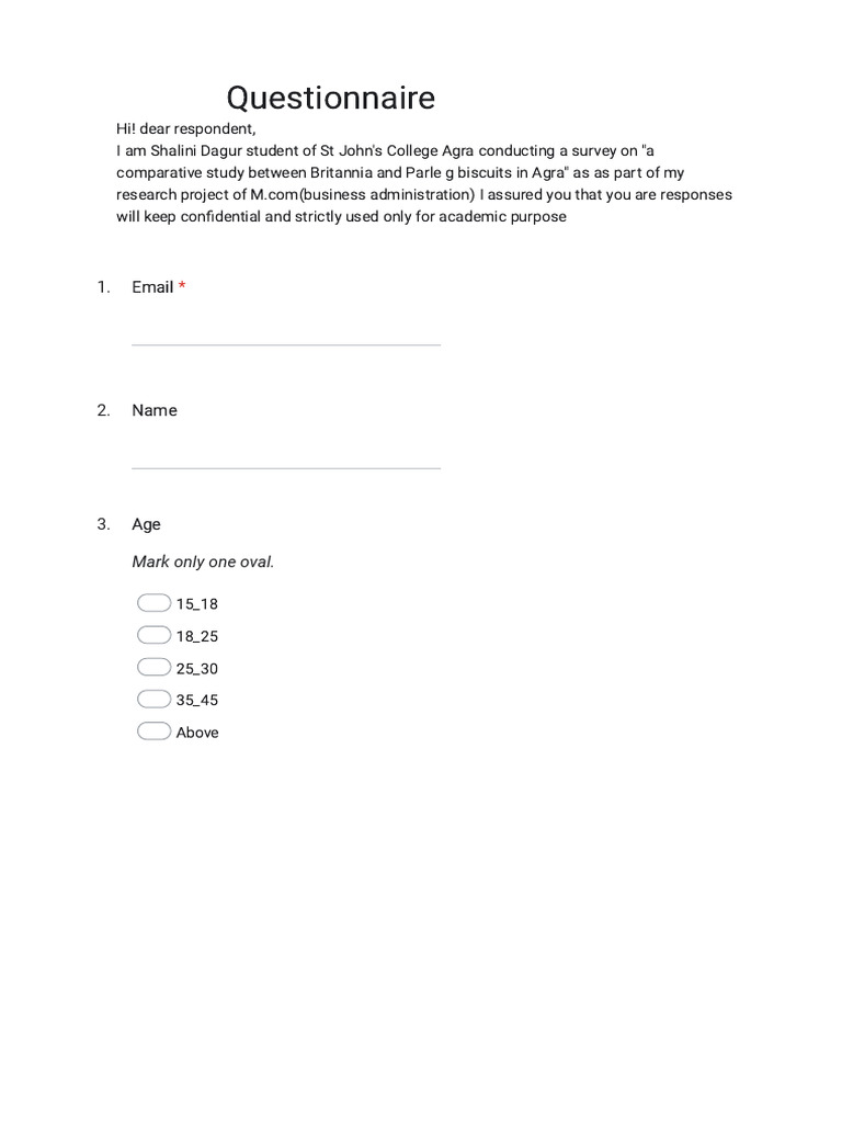 Questionnaire - Google Forms | PDF | Brand | Marketing