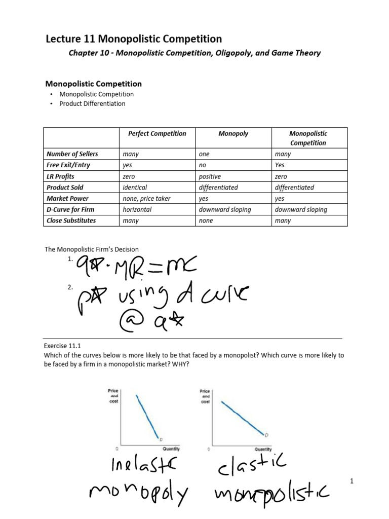 Lecture 11 Monopolistic Competition (1) | PDF | Monopoly | Profit ...