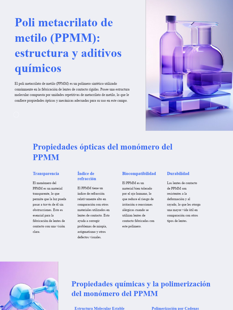 Poli Metacrilato de Metilo PPMM Estructura y Aditivos Quimicos | PDF ...