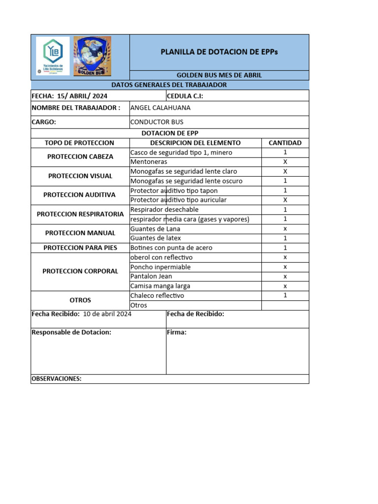 PLANILLAS DE DOTACION | PDF