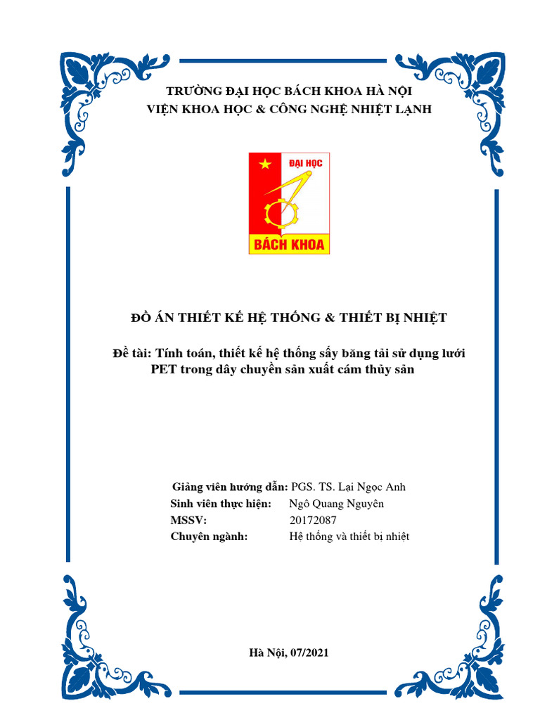 [123doc] Do an Thiet Ke He Thong Say Cam Thuy San Su Dung May Say Bang Tai (1) | PDF