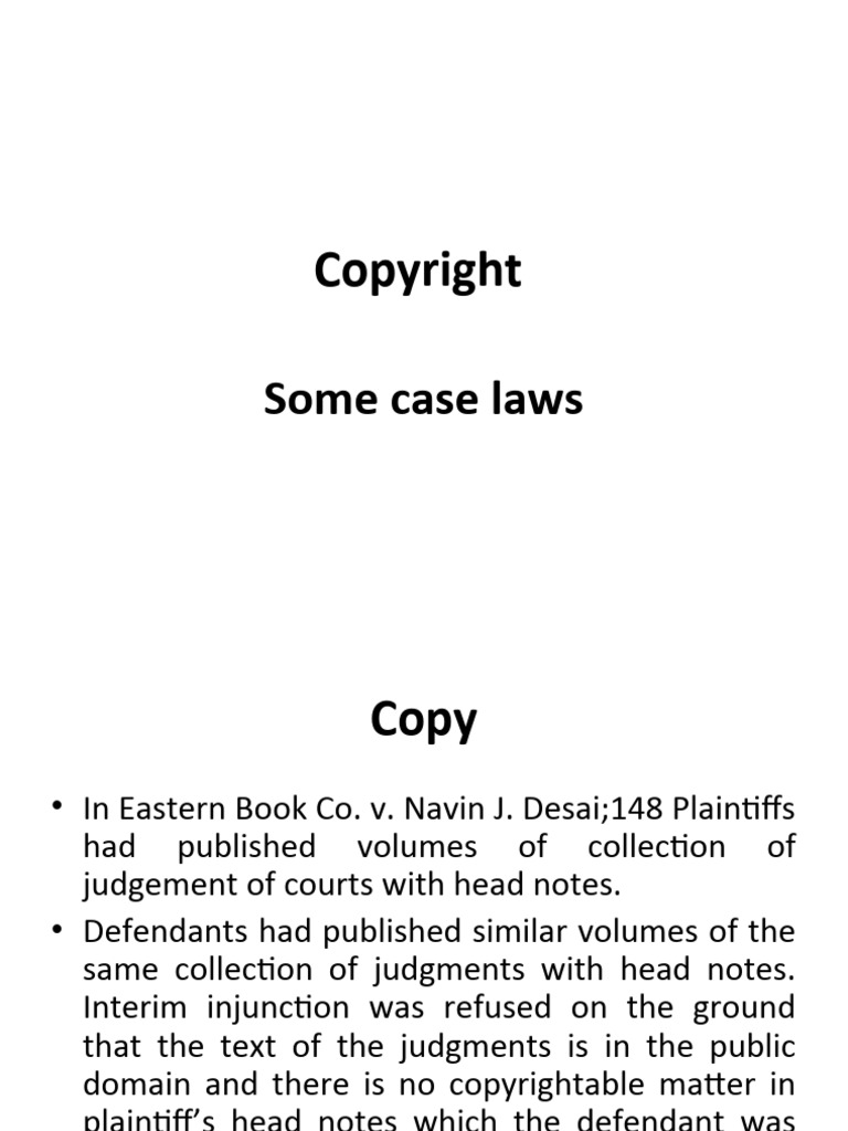Case Laws Copyright | PDF | Copyright | Common Law