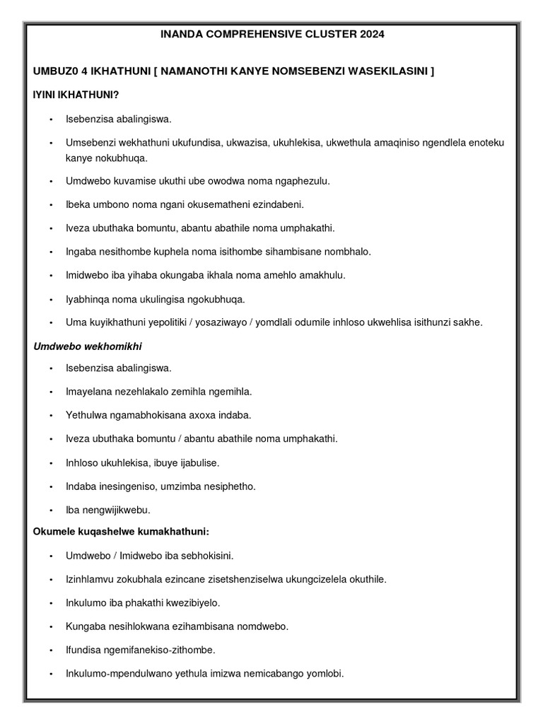 Isizulu Grade 11 Cartoons | PDF