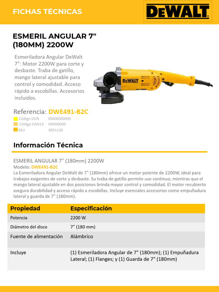 Esmeril Angular 7 (Dwe491-B | PDF