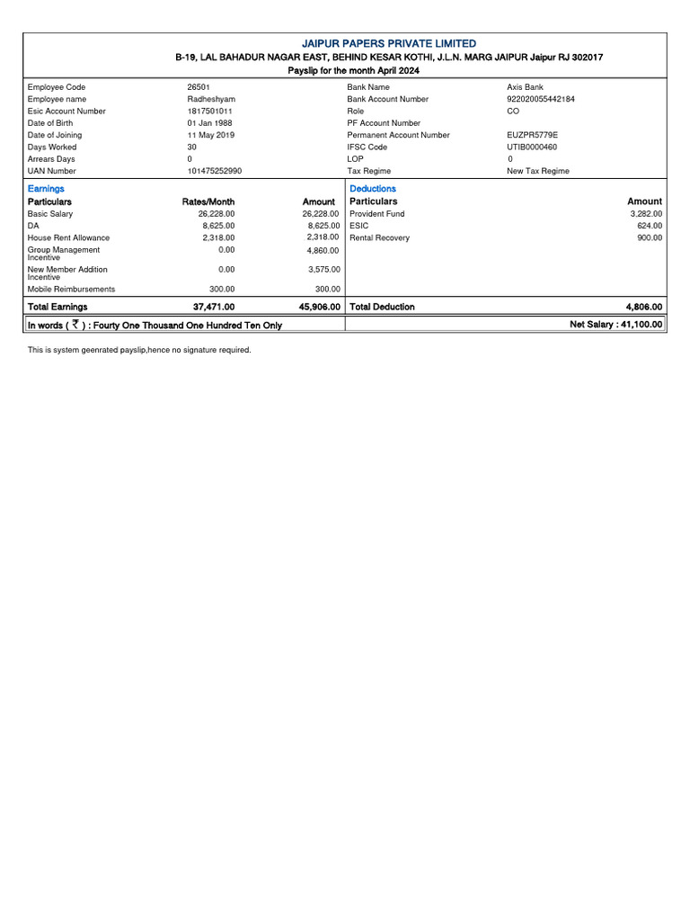 Payslip April2024 | PDF | Economies | Public Finance