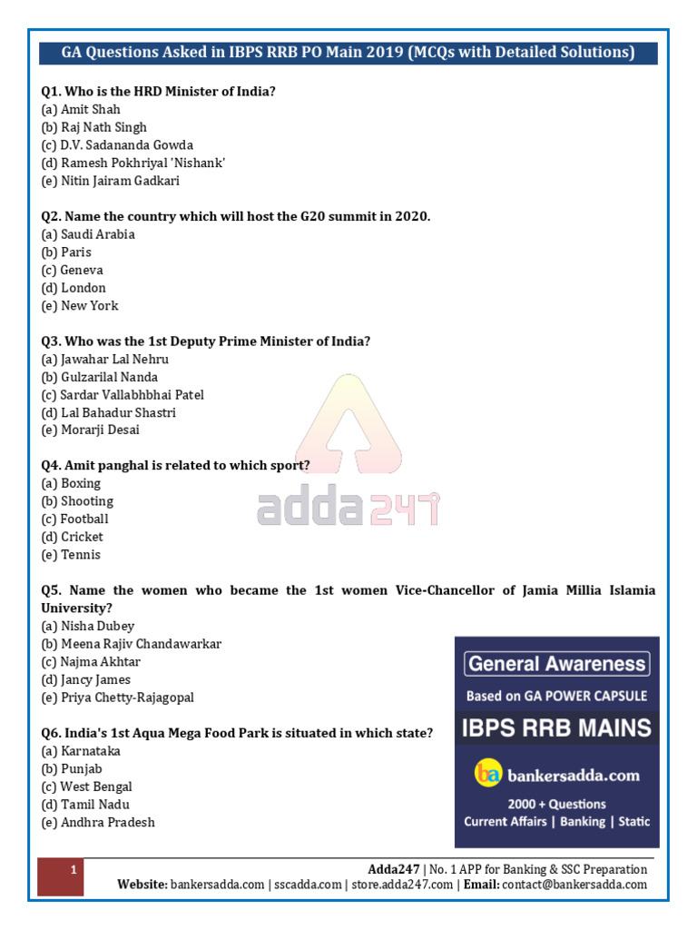 IBPS RRB PO Main 2019 MCQs With Detailed Solutions | PDF