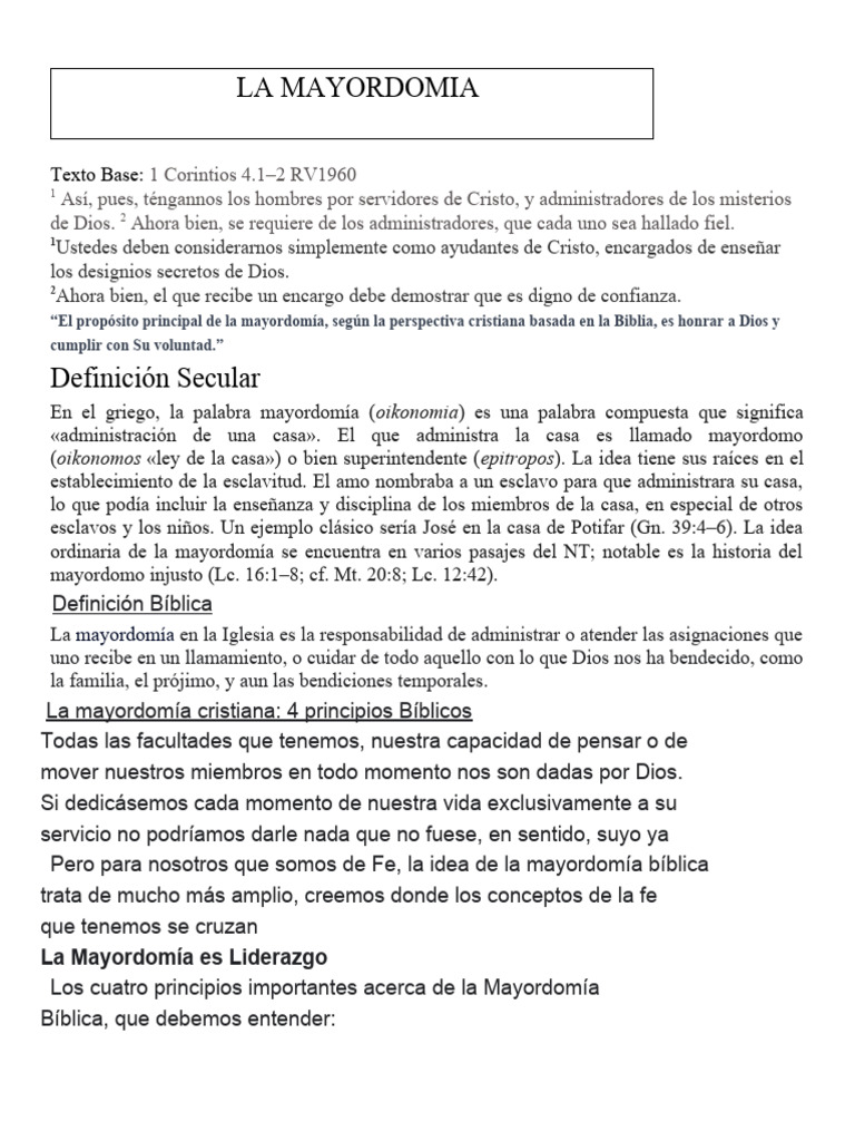 Leccion 5 - La MAyordomia | PDF | Dios | Biblia