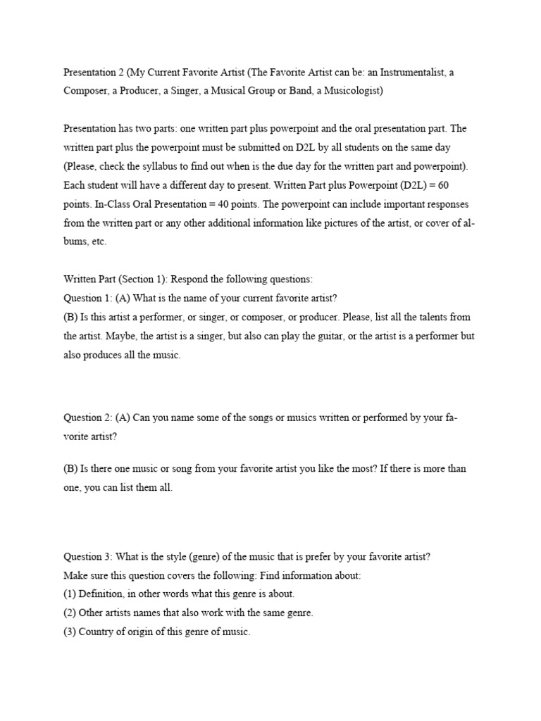 Presentation 2 Favorite Artist (Written Part) | PDF | Profanity ...