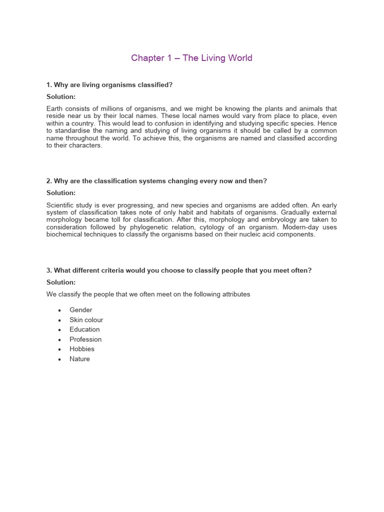 Chapter 1 The Living World | PDF | Species | Genus