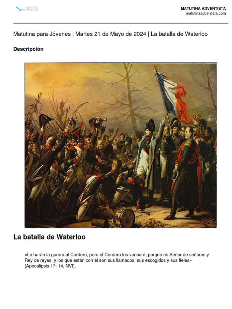 La Batalla de Waterloo | PDF | Batalla de waterloo | Jesús