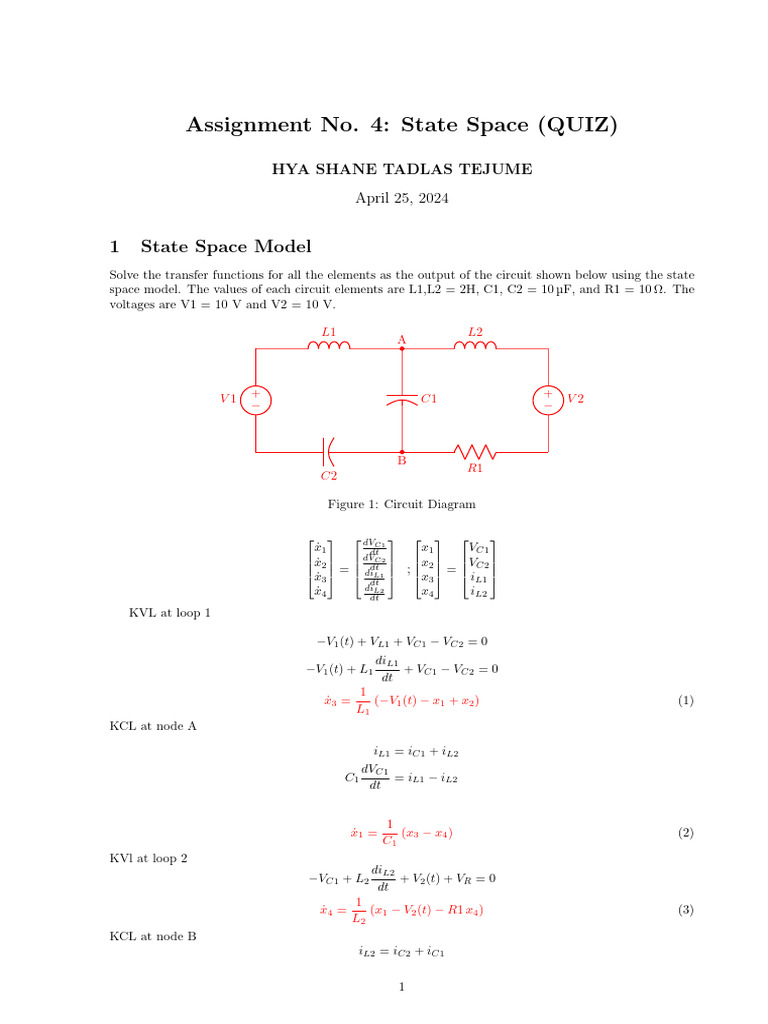 Assignment - 4 - Instrumentation and Control - State Space Quiz | PDF | Algorithms ...