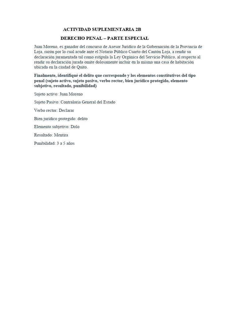 Actividad Suplementaria 2bpenal | PDF