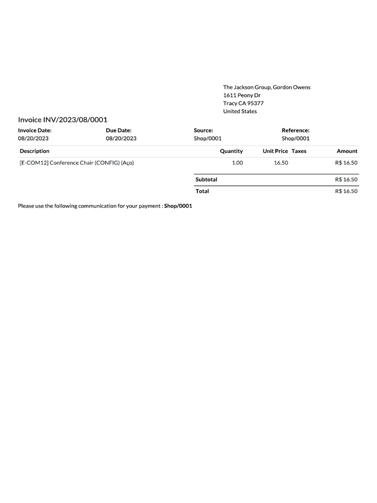 Invoice - Shop - 0001 | PDF