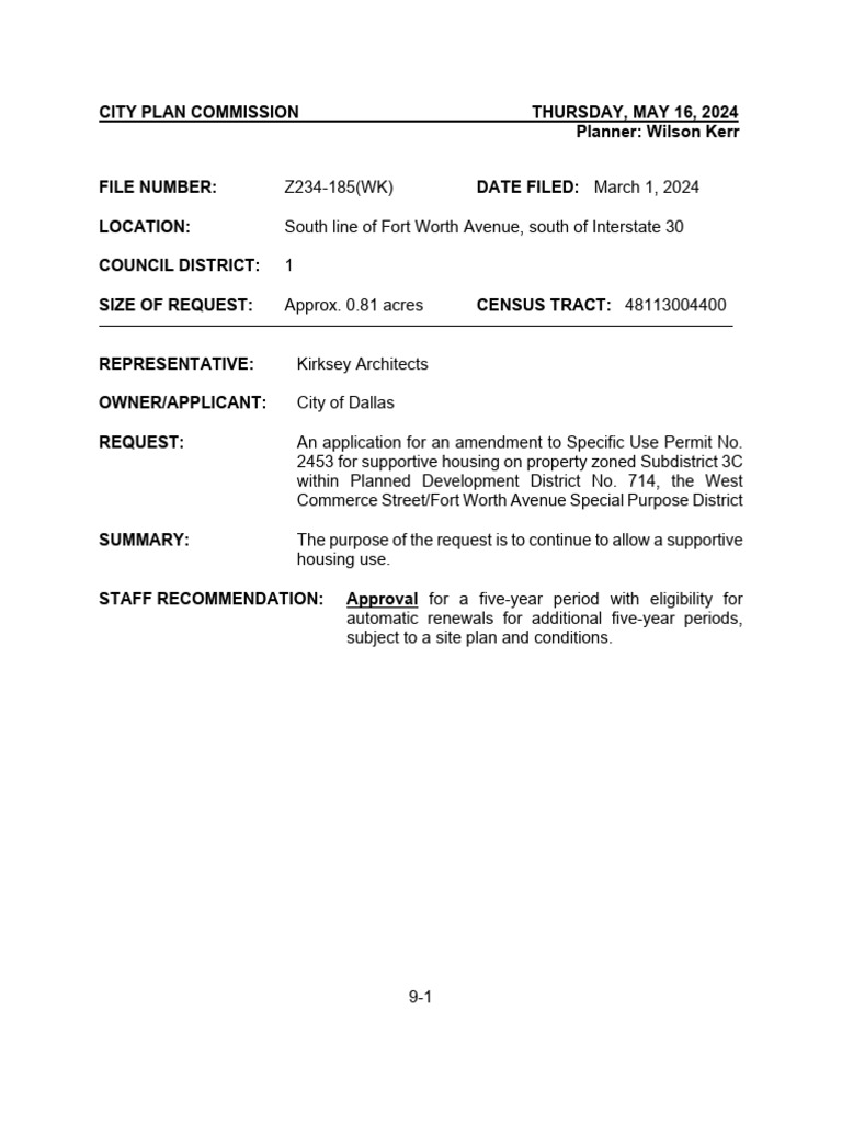 Fort Worth Avenue Supportive Housing Permit | PDF | Zoning