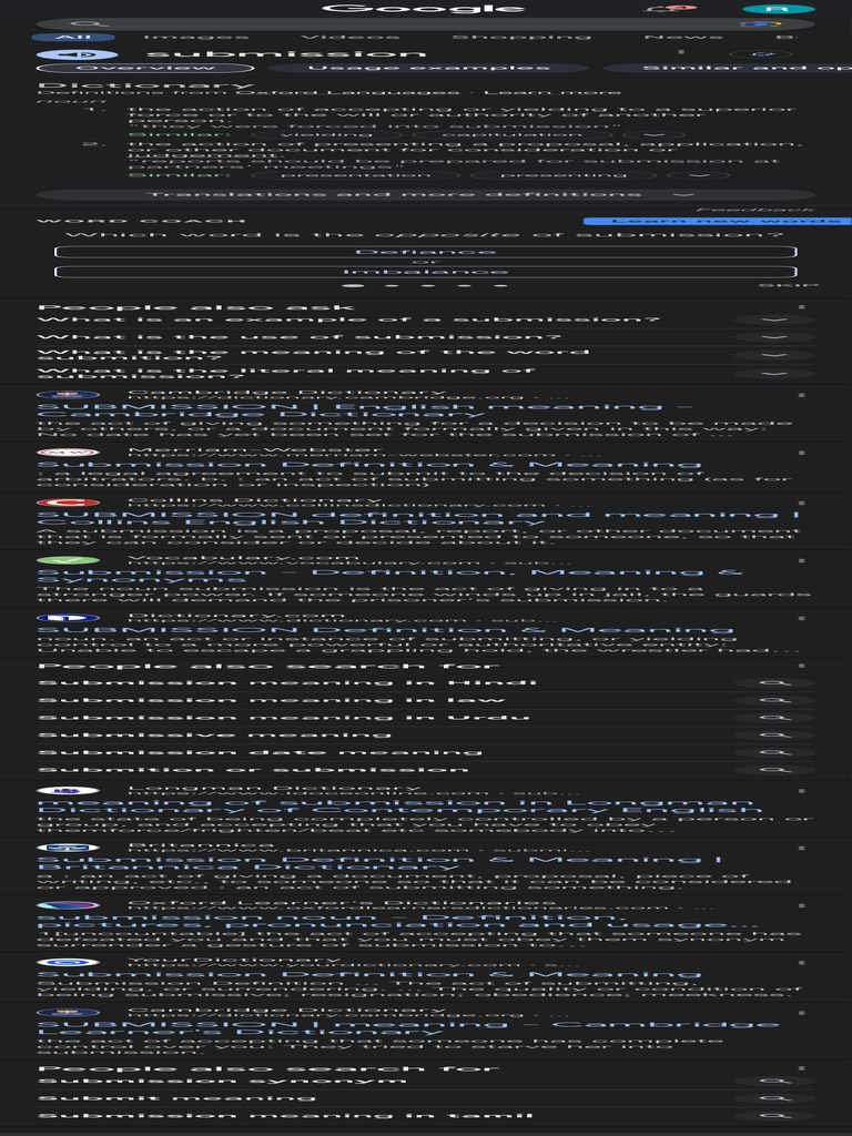 Understanding Submission: Definition & Meaning | PDF | Dictionary | Linguistics