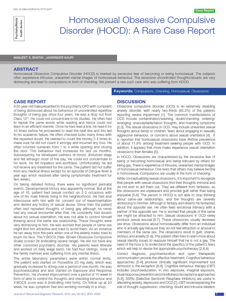 Homosexual Obsessive Compulsive Disorder HOCD A Ra | PDF | Obsessive–Compulsive Disorder | Human ...