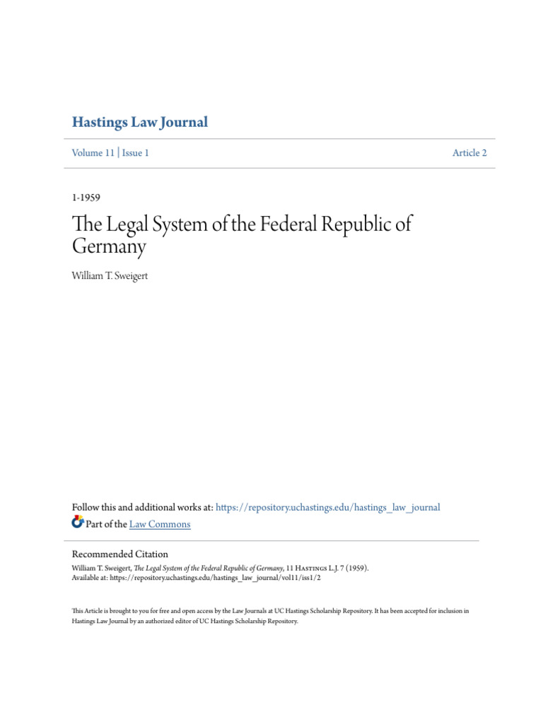 The Legal System of The Federal Republic of Germany | PDF | Appeal ...