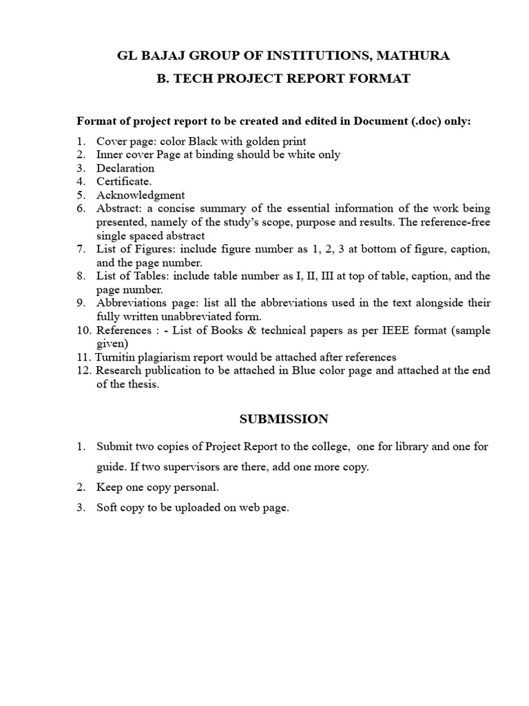 Btech Capstone Project Report Format 2023 | PDF | Publishing | Printing
