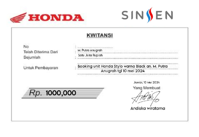 Kwitansi M. Putra Anugrah | PDF