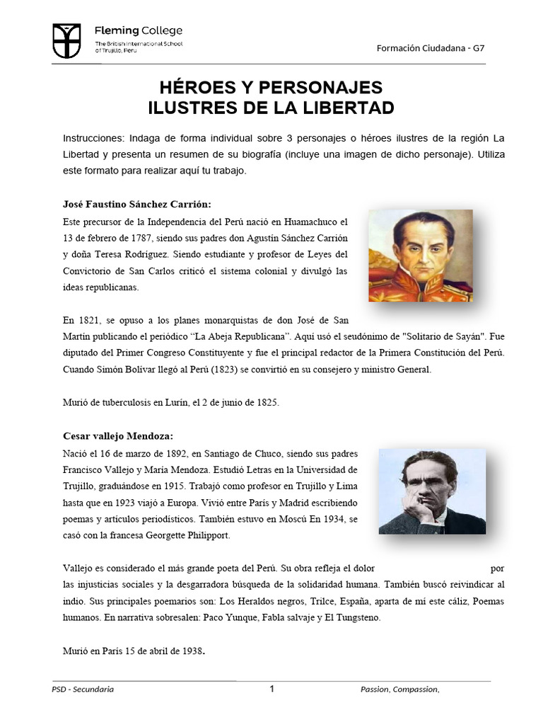 Heroes y Personajes Ilustres La Libertad | PDF | Perú