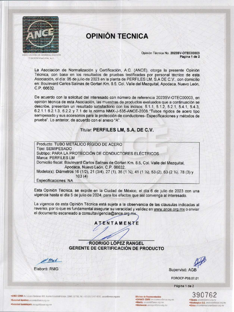 NMX J 535 Ance 2008 Kobrex 2021 2022 | PDF