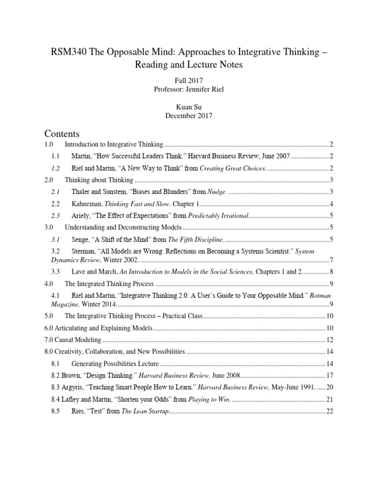 The Opposable Mind | PDF | Thought | Design Thinking