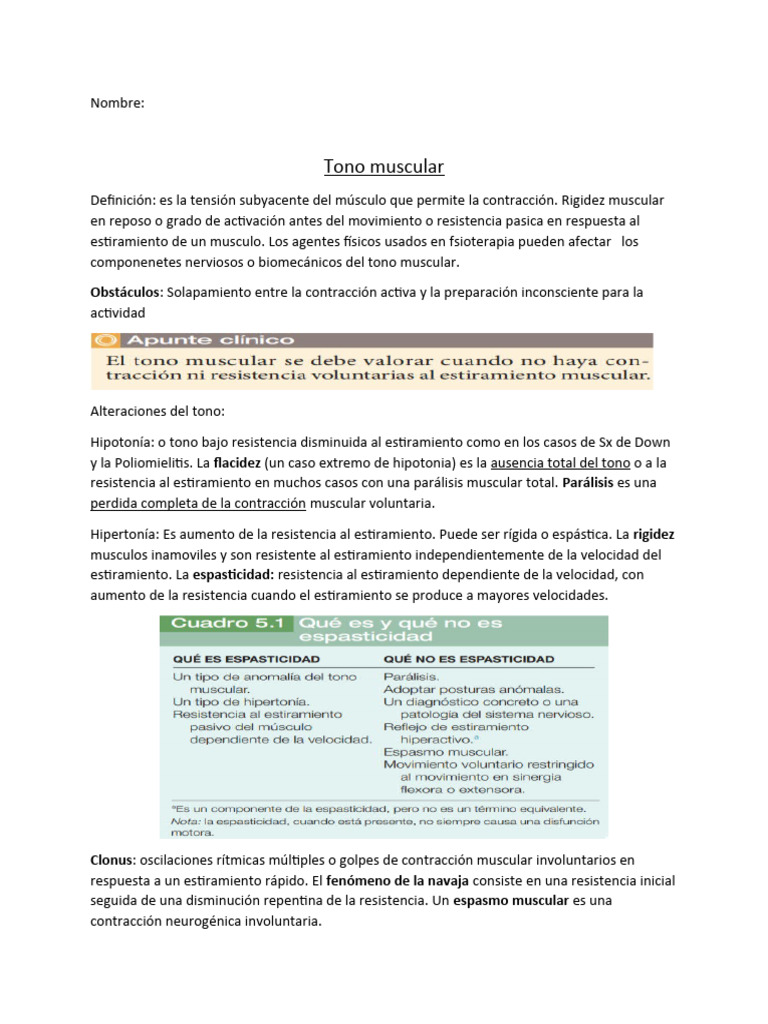 Tono Muscular: Definición y Alteraciones | PDF | Músculo | Neurona