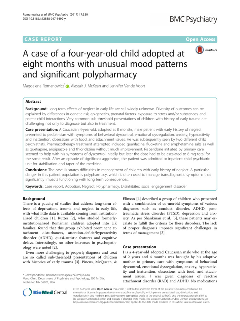 A Case of A Four-Year-Old Child Adopted at Eight Months With Unusual ...