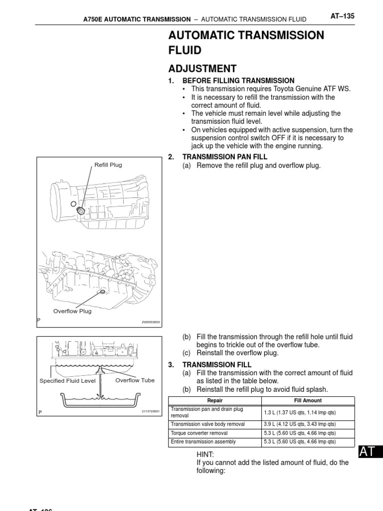 A750E Automatic Transmission Fluid Adjusment | PDF | Automatic ...