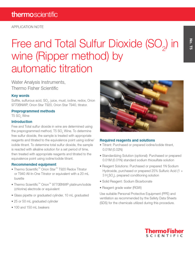 Free and Total Sulfur Dioxide SO2 in Wine by Automatic Titration | PDF ...