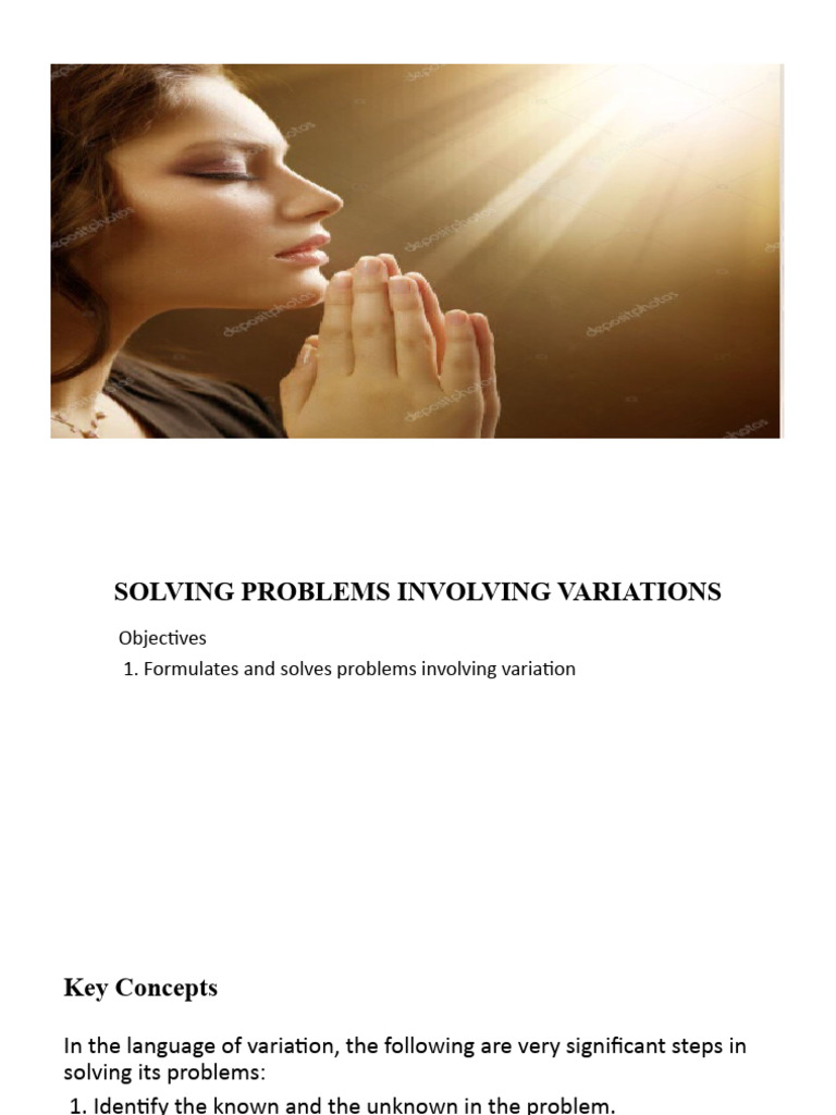 q2 w2 Solving Problems Involving Variations | PDF | Variable (Mathematics) | Equations
