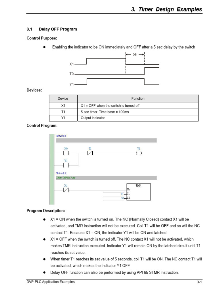 PLC Timer Design and Control Examples | PDF | Timer | Electrical ...