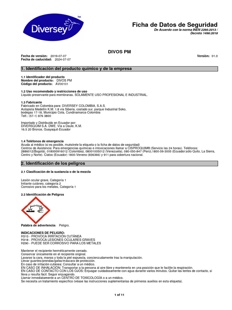 Divos PM | PDF | Agua | Higiene Ocupacional