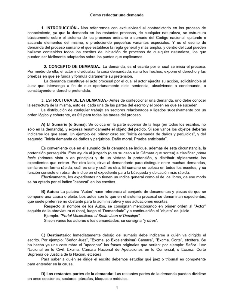 Como Hacer Una Demanda | PDF | Demanda judicial | Caso de ley