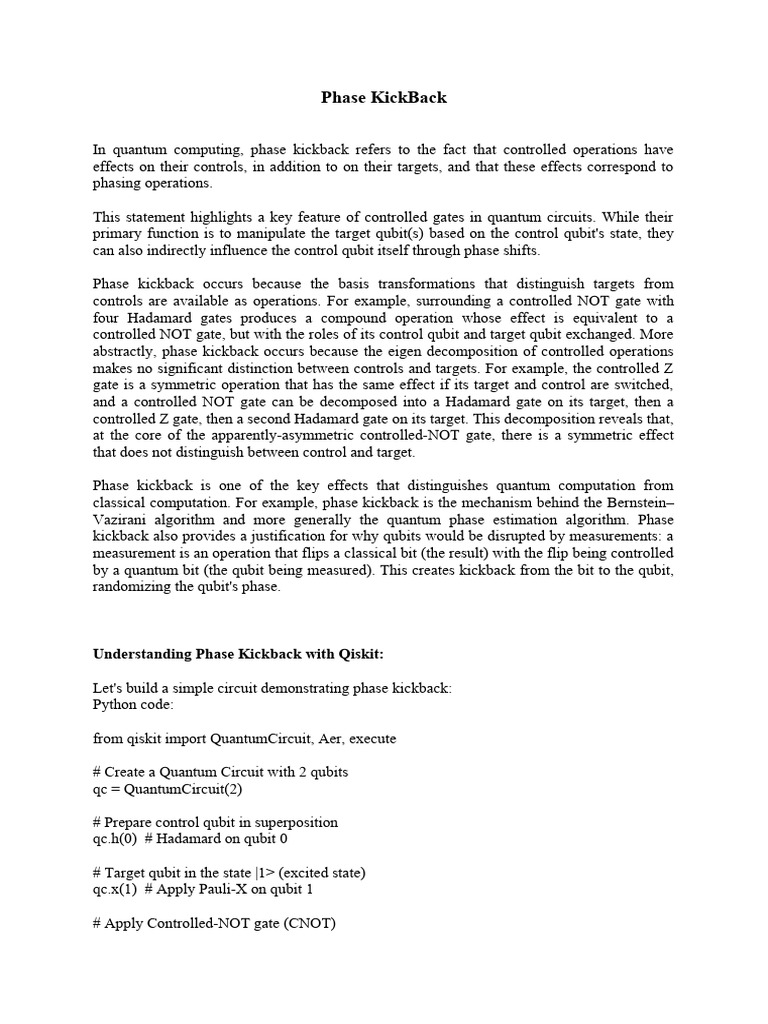 Phase Kickback Notes Pdf Quantum Mechanics Theoretical Computer