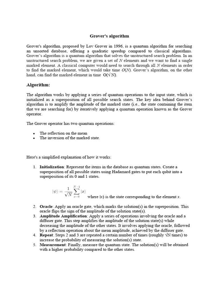 Groveralgorithmnotes Pdf Theoretical Computer Science Applied 4442