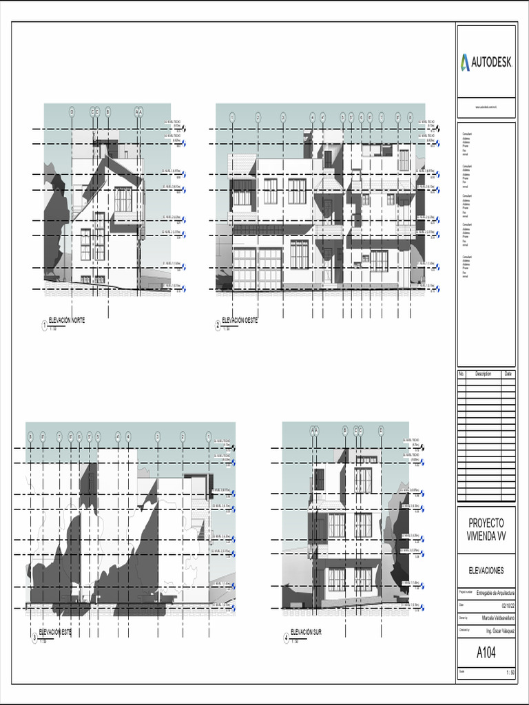 Planos de Elevación de Vivienda VV | PDF