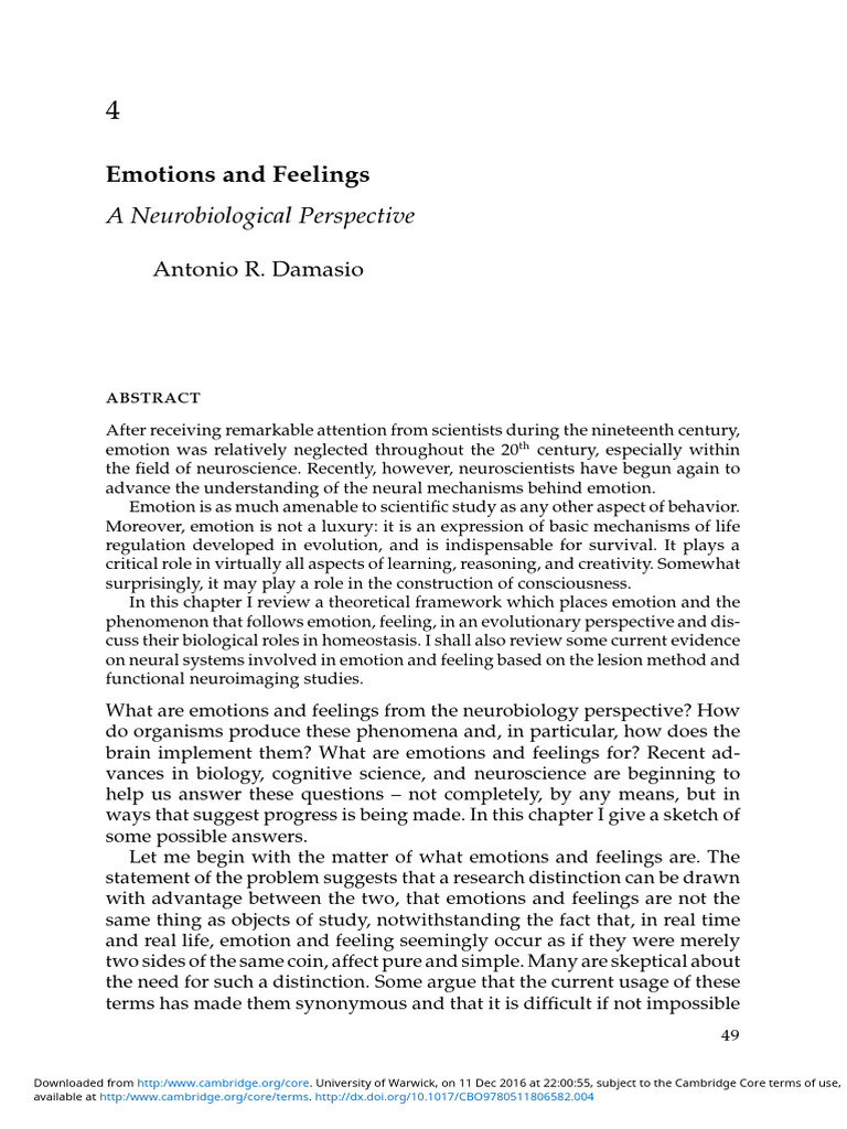 Damasio, 2004 | PDF | Emotions | Feeling