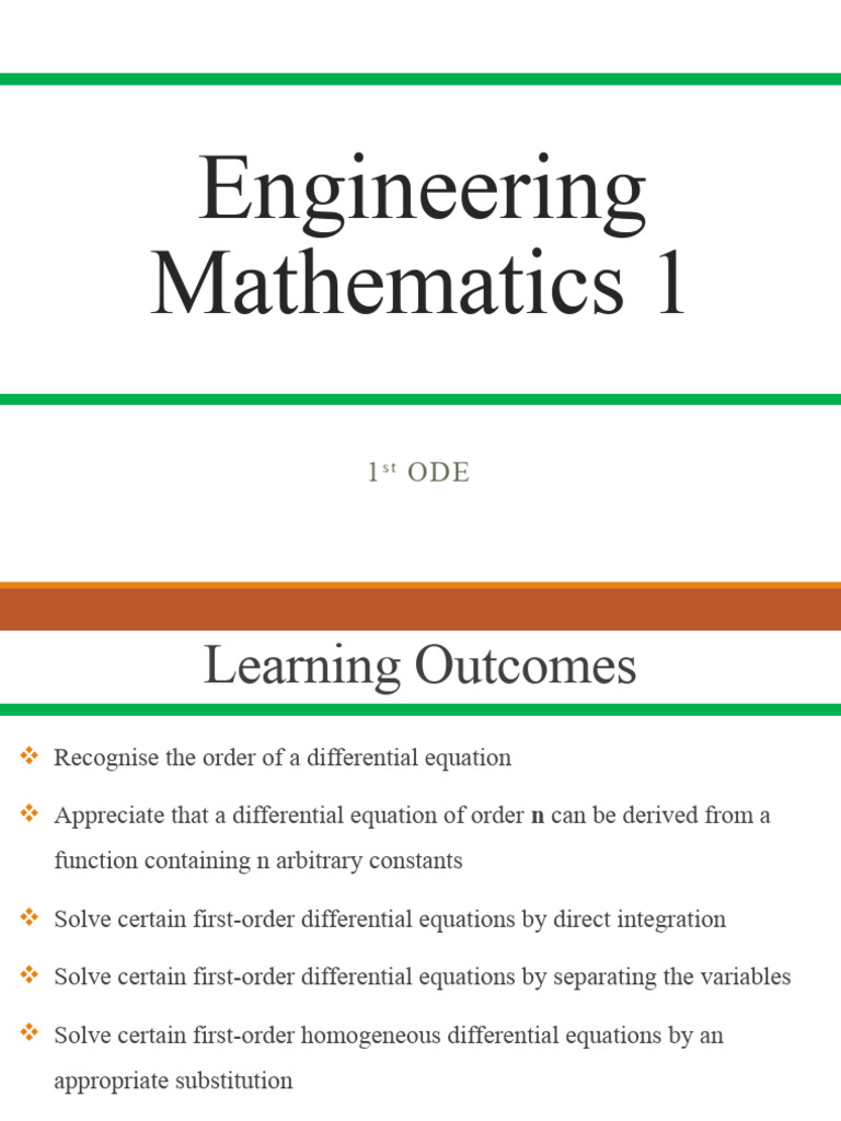 Engineering Mathematics - 1st ODE | PDF | Ordinary Differential Equation | Differential Equations