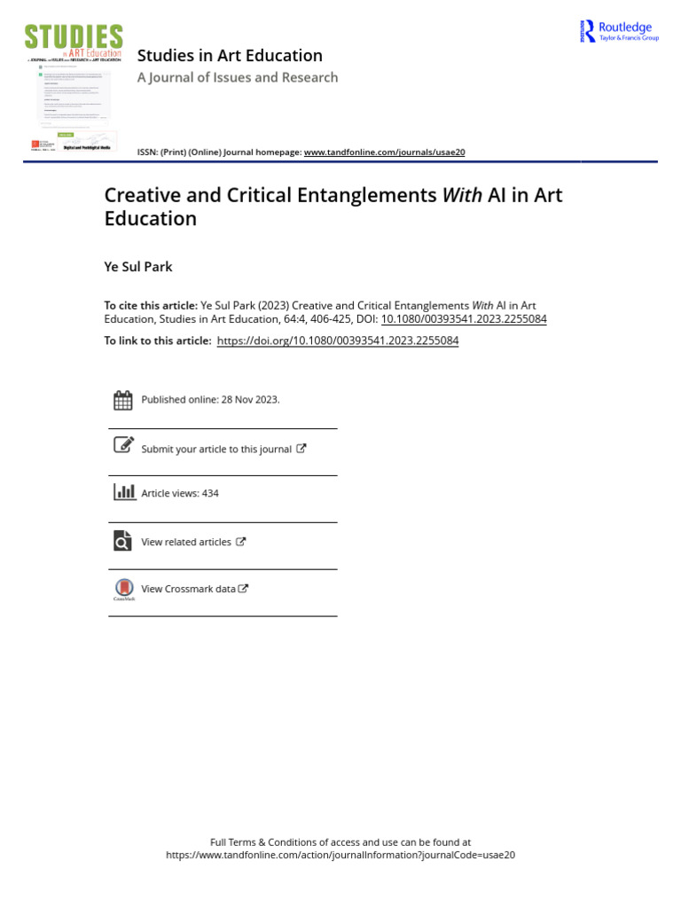 Creative and Critical Entanglements With AI in Art Education | PDF | Artificial Intelligence ...
