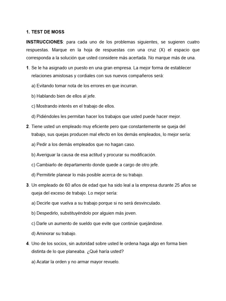 Test de Moss | PDF | Business