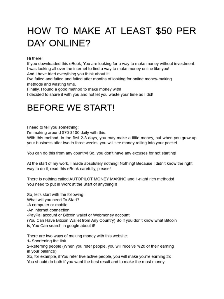 How To Make at Least $50 Per Day Online | PDF | Mass Media | Online ...