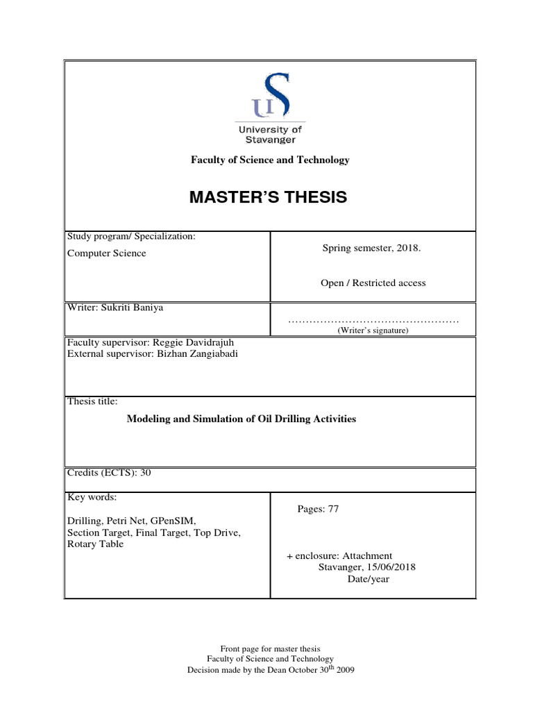 Oil Drilling Simulation Thesis | PDF | Drilling Rig | Conceptual Model