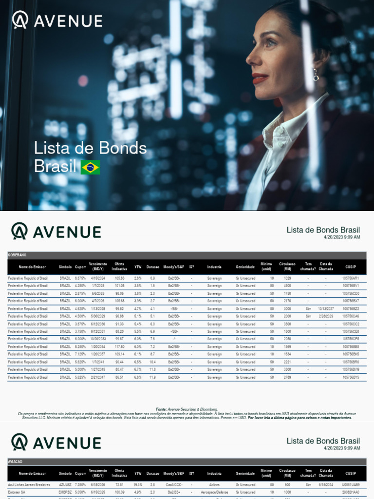 Bonds List BR | Download grátis PDF | Renda fixa | Investimentos