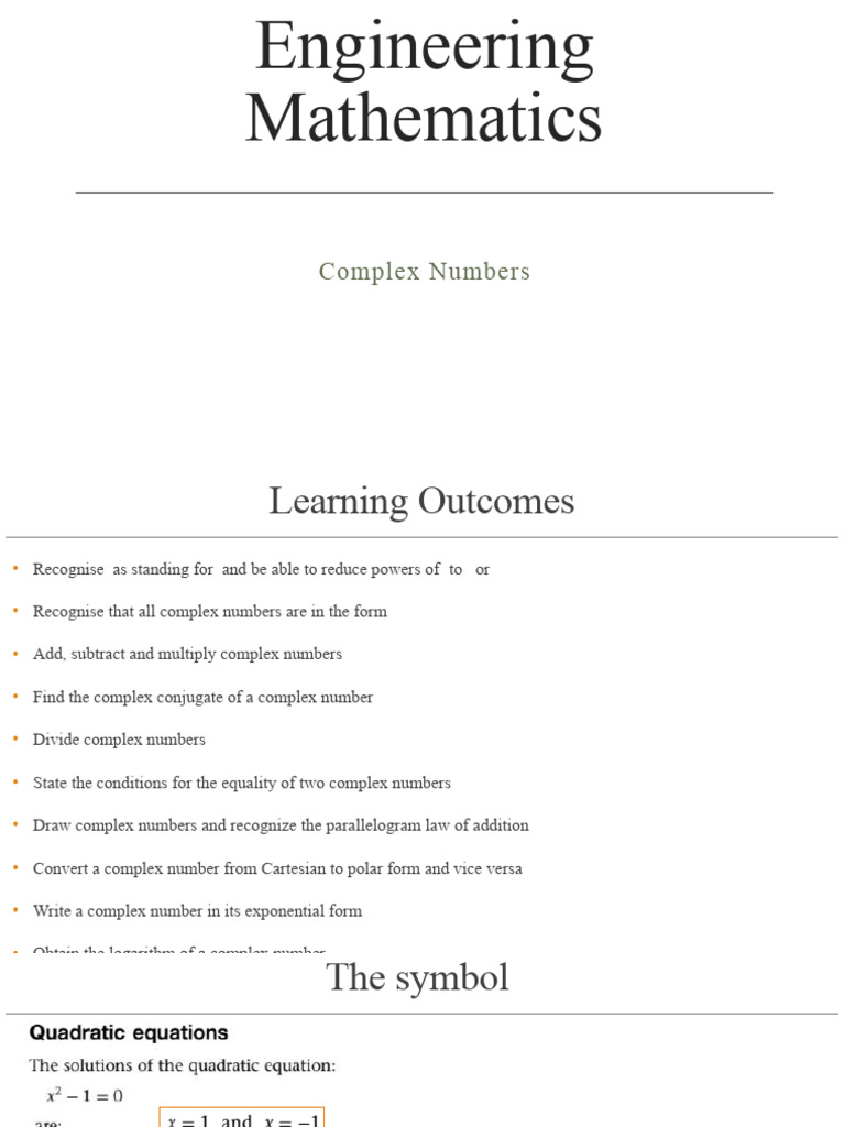 Engineering Mathematics - Complex Numbers-1 | Download Free PDF | Complex Number | Numbers