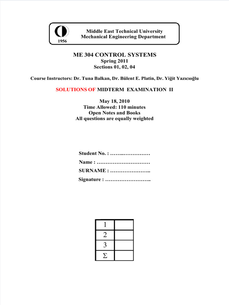 Vdocuments - MX - 11s Me304 mt2 Solutions | PDF | Control Theory | Electronics